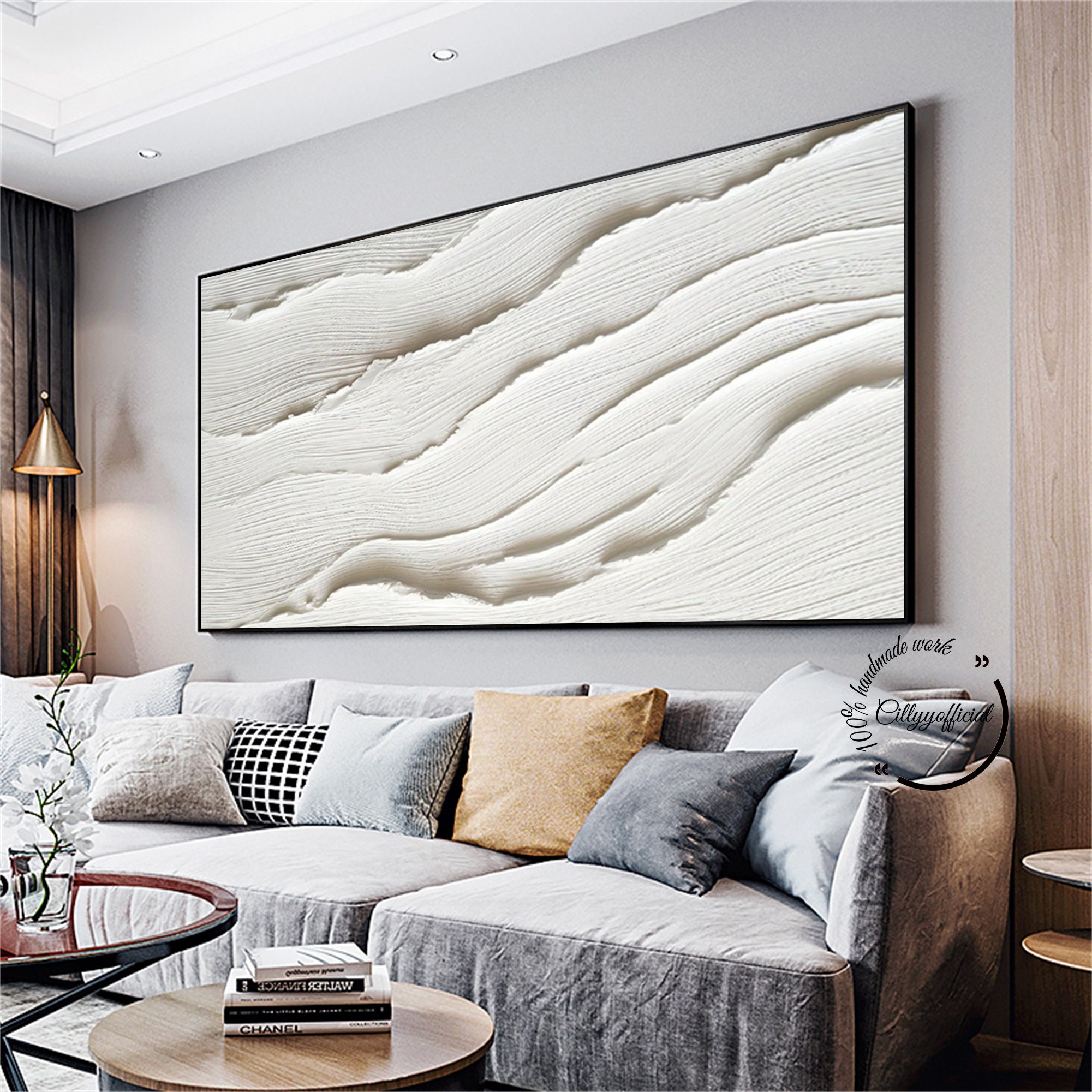 Large White 3D Texture Painting,white 3D Textured Wall Art,white ...