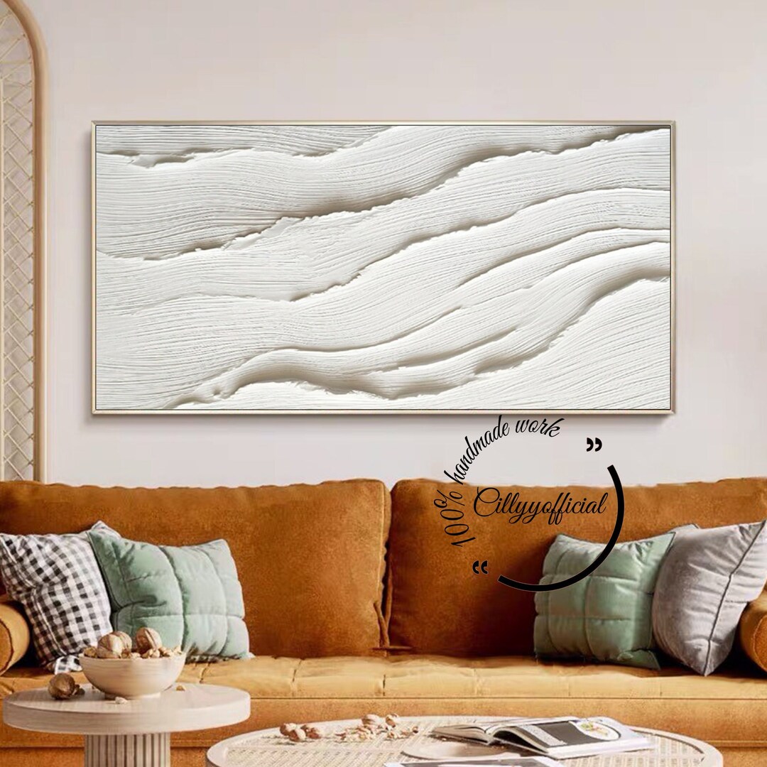 Large White 3D Texture Painting,white 3D Textured Wall Art,white Abstract Painting,white ...