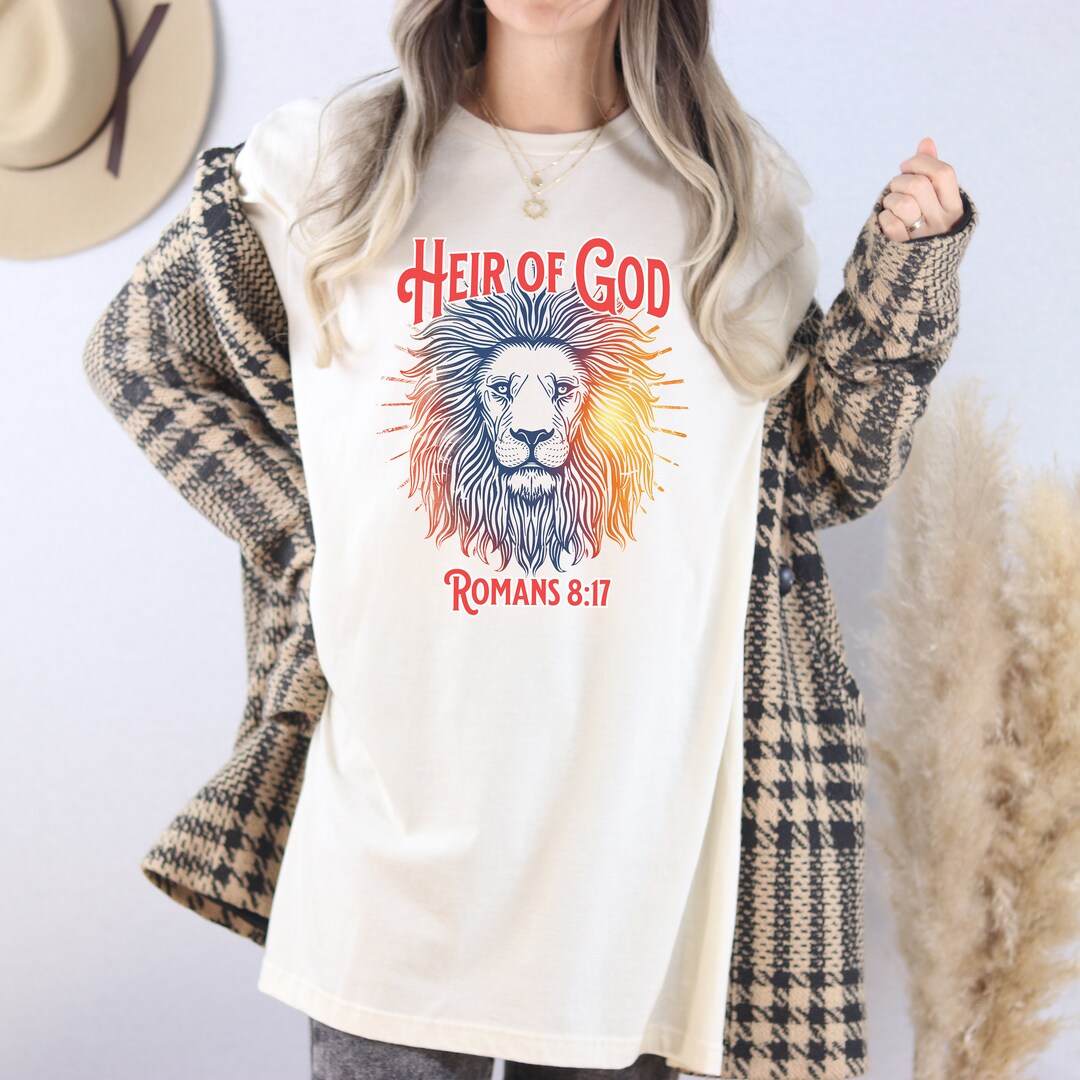 Heir of God Christian T-shirt, Bible Verse Lion Design - Etsy