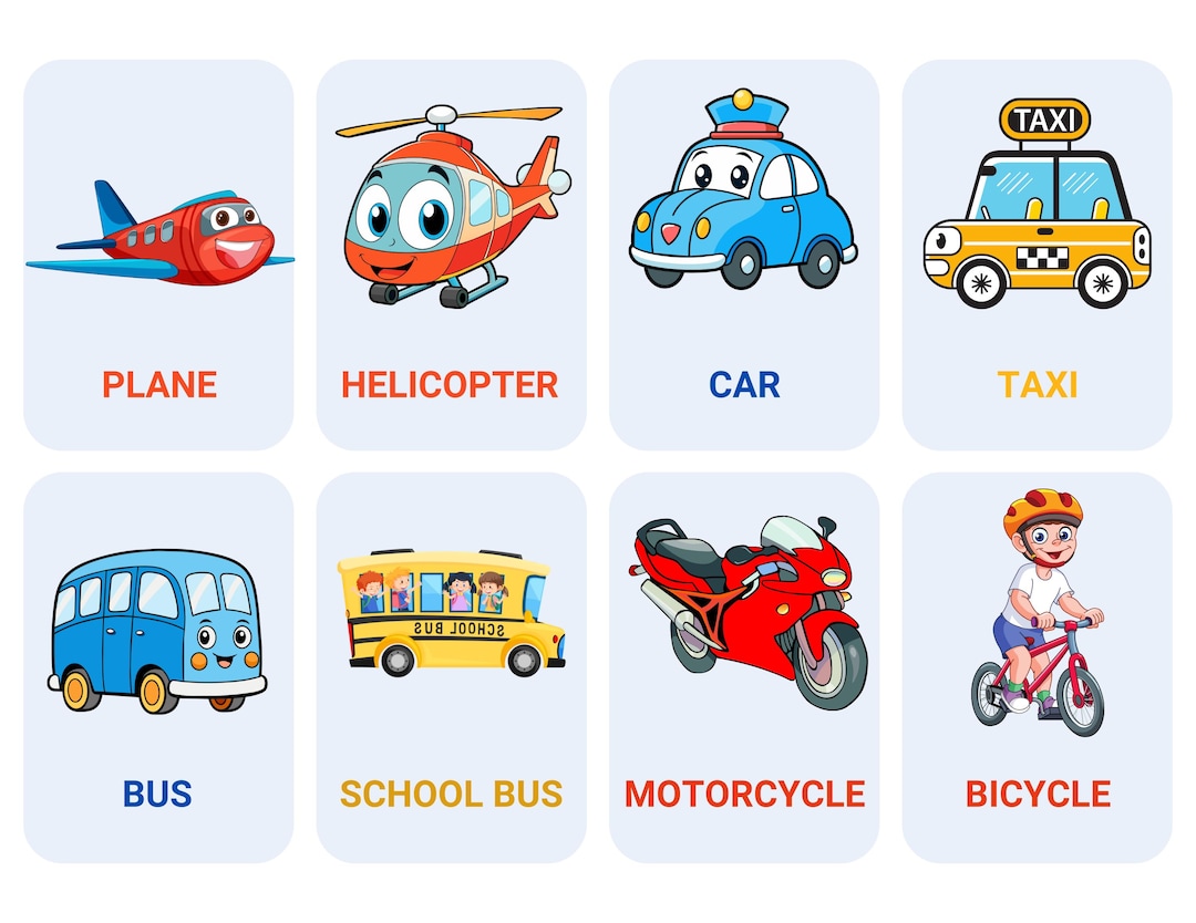Printable Cards Transportation Car Preschool, Activity in Train.set of ...