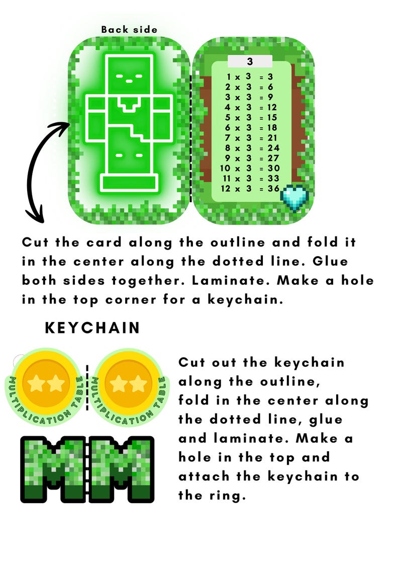 Multiplication Table Keychain 1–12 | Printable Math Flashcards for Kids ...
