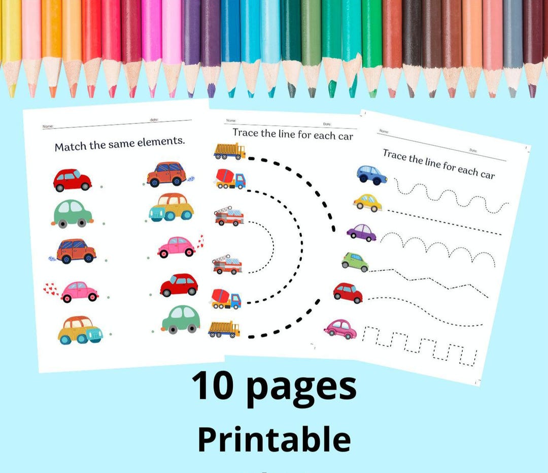 Preschool Line Tracing Cars, Preschool Through Kindergarten, Homeschool ...