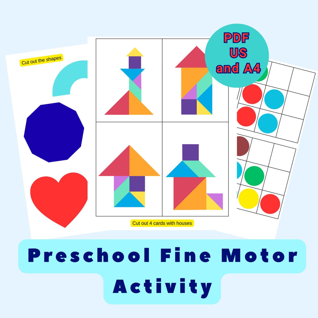 Preschool Fine Motor Activity | Cut and Assemble Shapes | Fine Motor ...