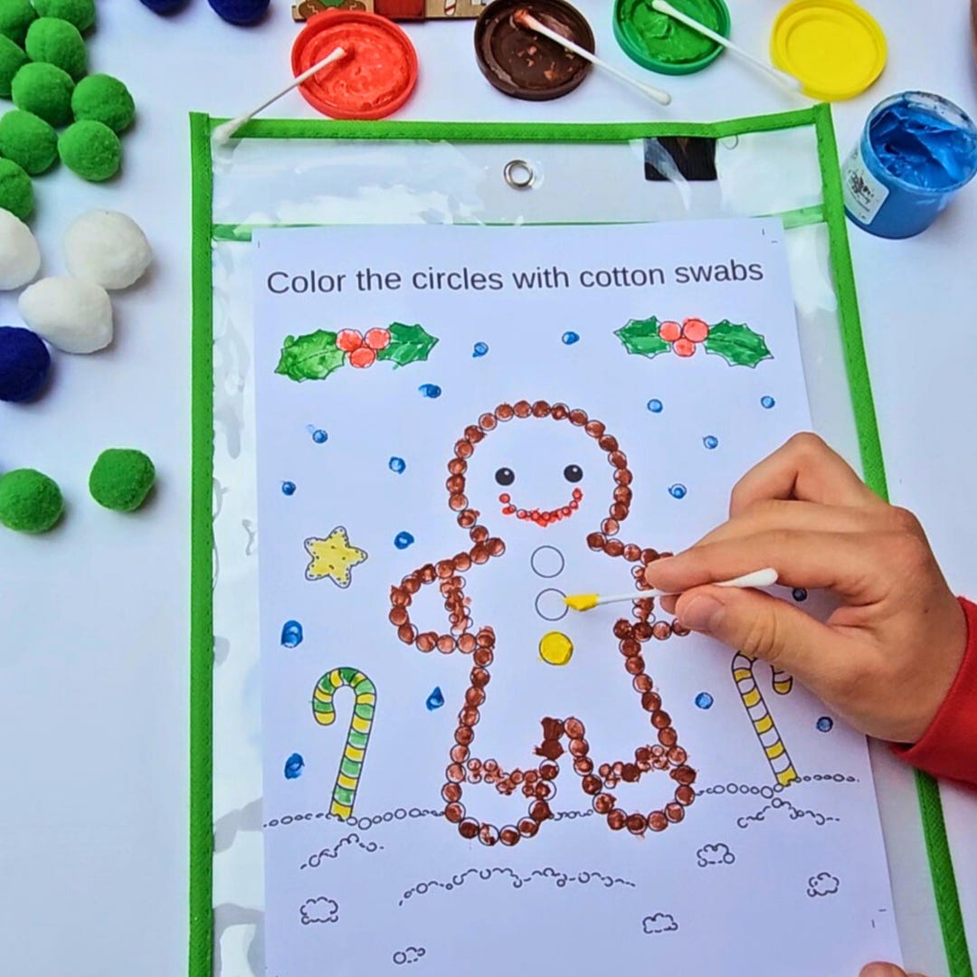 Winter Finger Painting & Dot Coloring Worksheets | 18 Printable Holiday ...