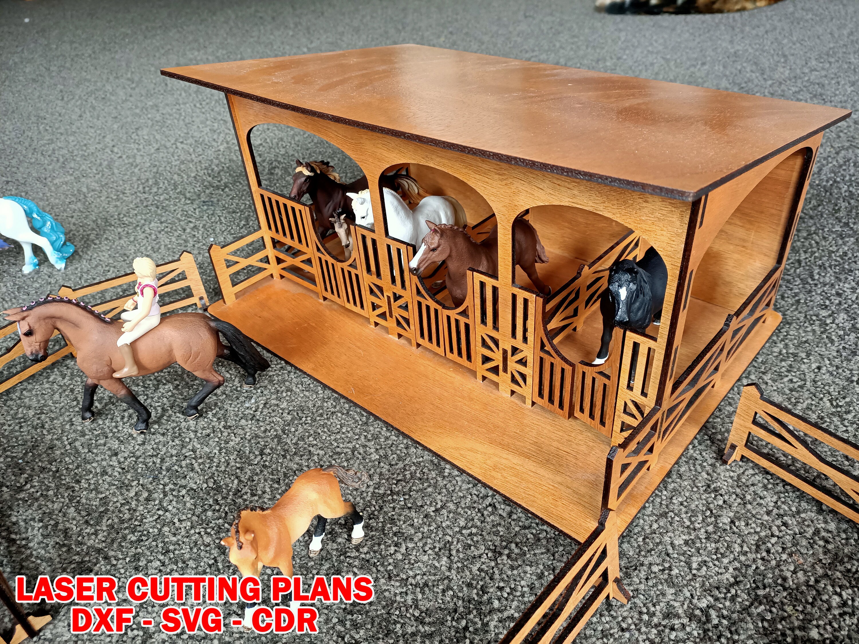Miniature Horse Stable (four Bay Version) CDR - DXF - SVG 4mm Plywood ...