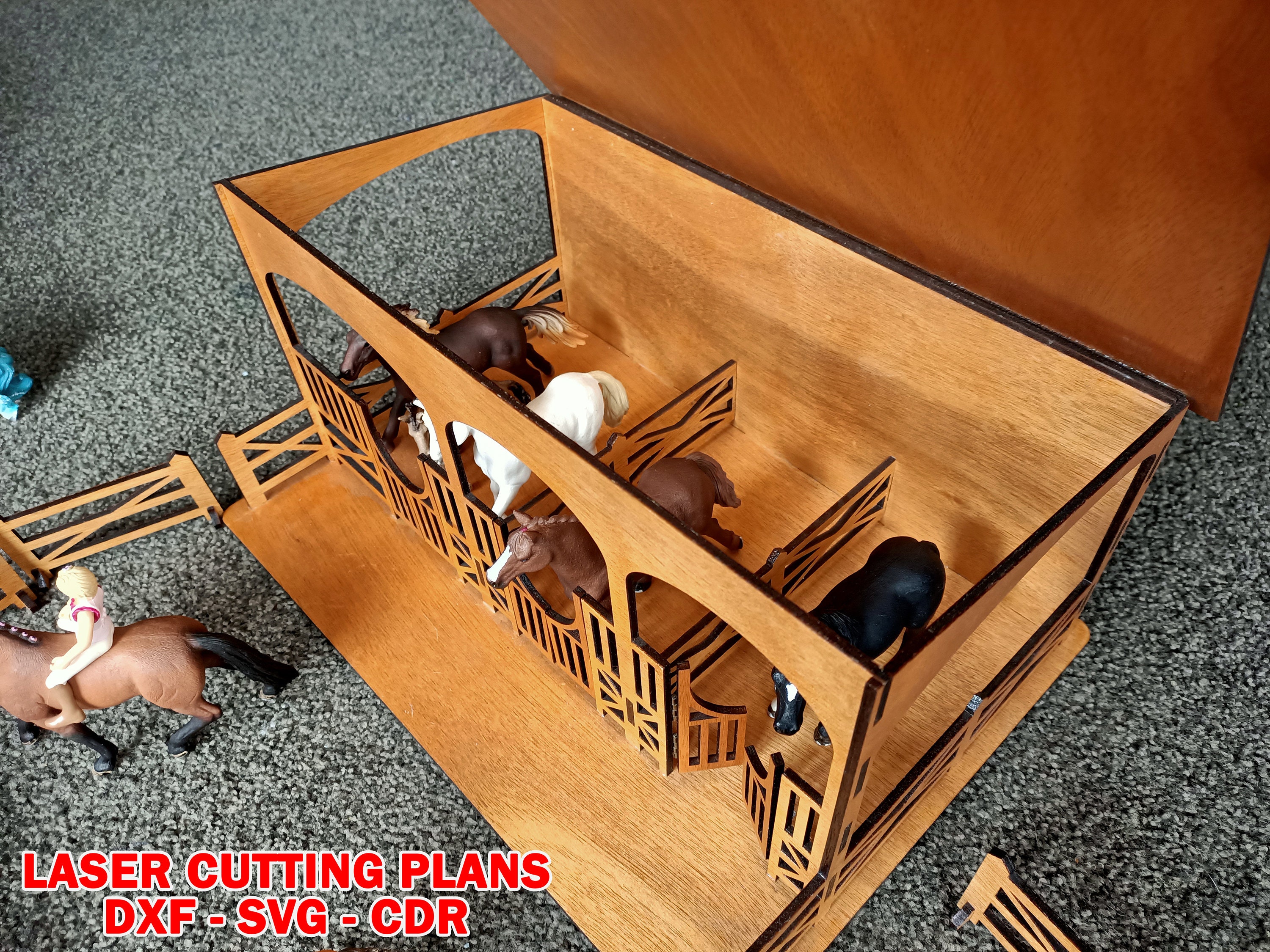 Planos de establo de caballos en miniatura (CDR, DXF y SVG para madera ...