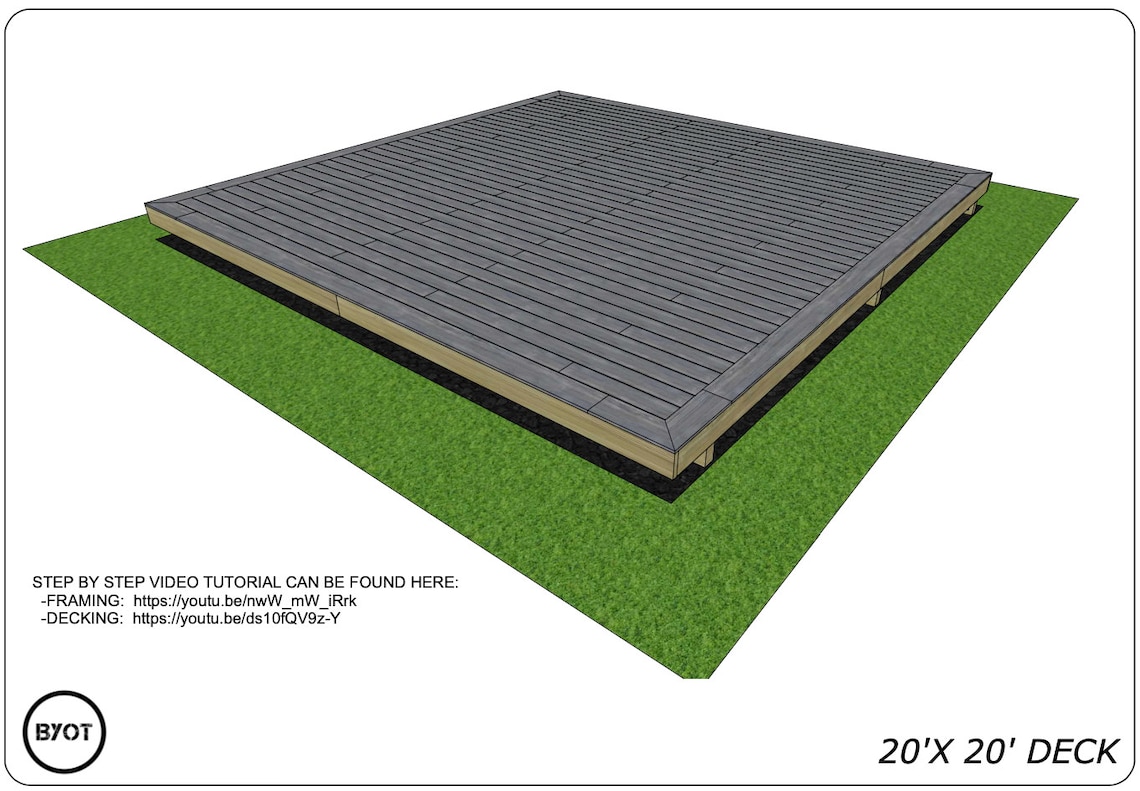 Freestanding Deck Plans With Step by Step Video Tutorial - Etsy