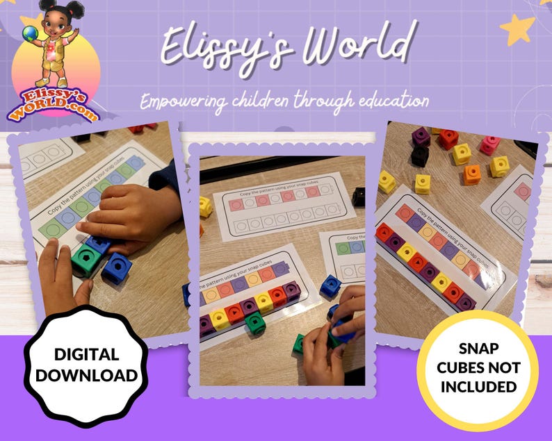 Snap Cube Patterns, Math Cube Patterns, Pattern Copy Cards, Colour ...