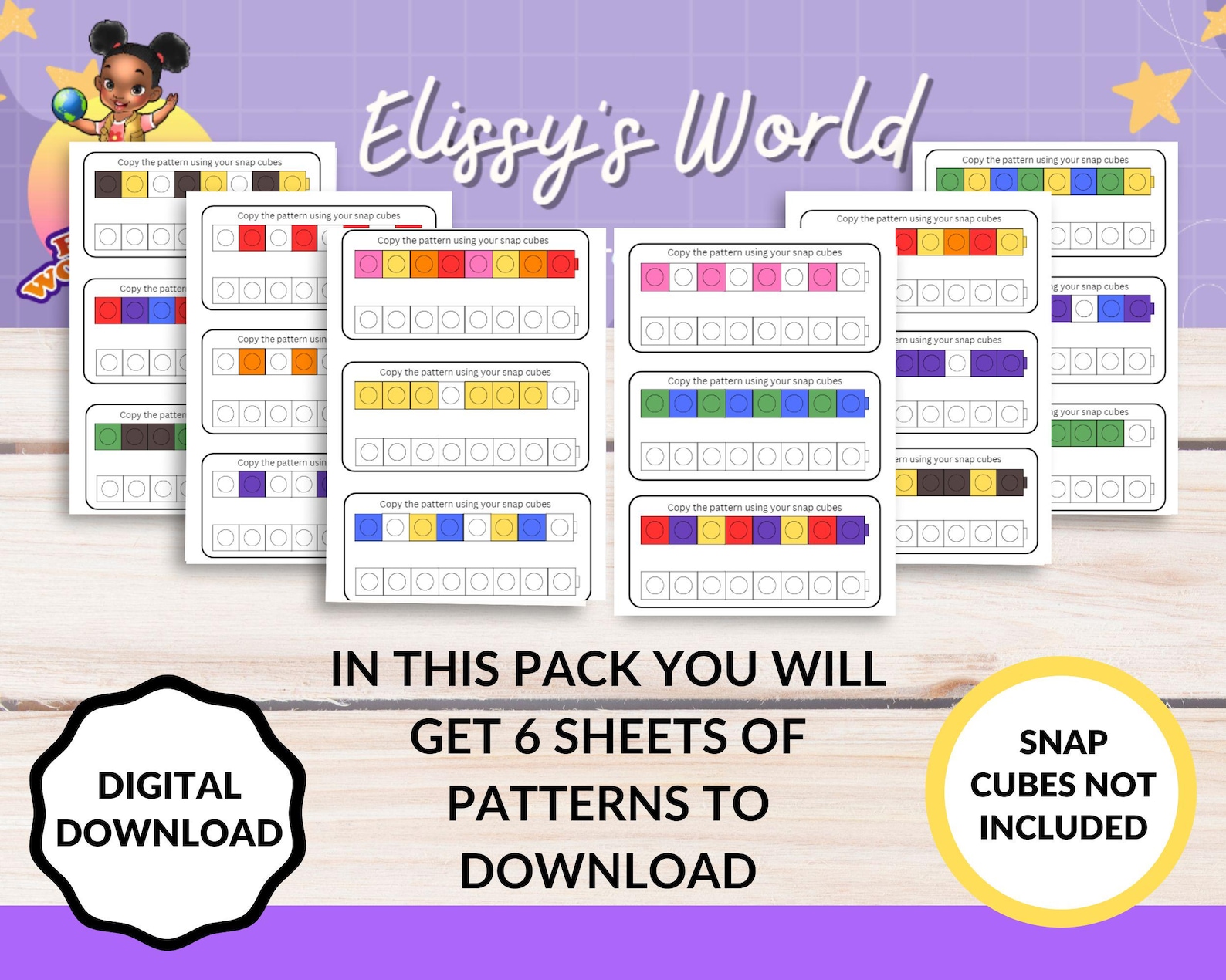 Snap Cube Patterns, Math Cube Patterns, Pattern Copy Cards, Colour ...