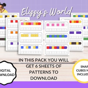 Snap Cube Patterns, Math Cube Patterns, Pattern Copy Cards, Colour ...