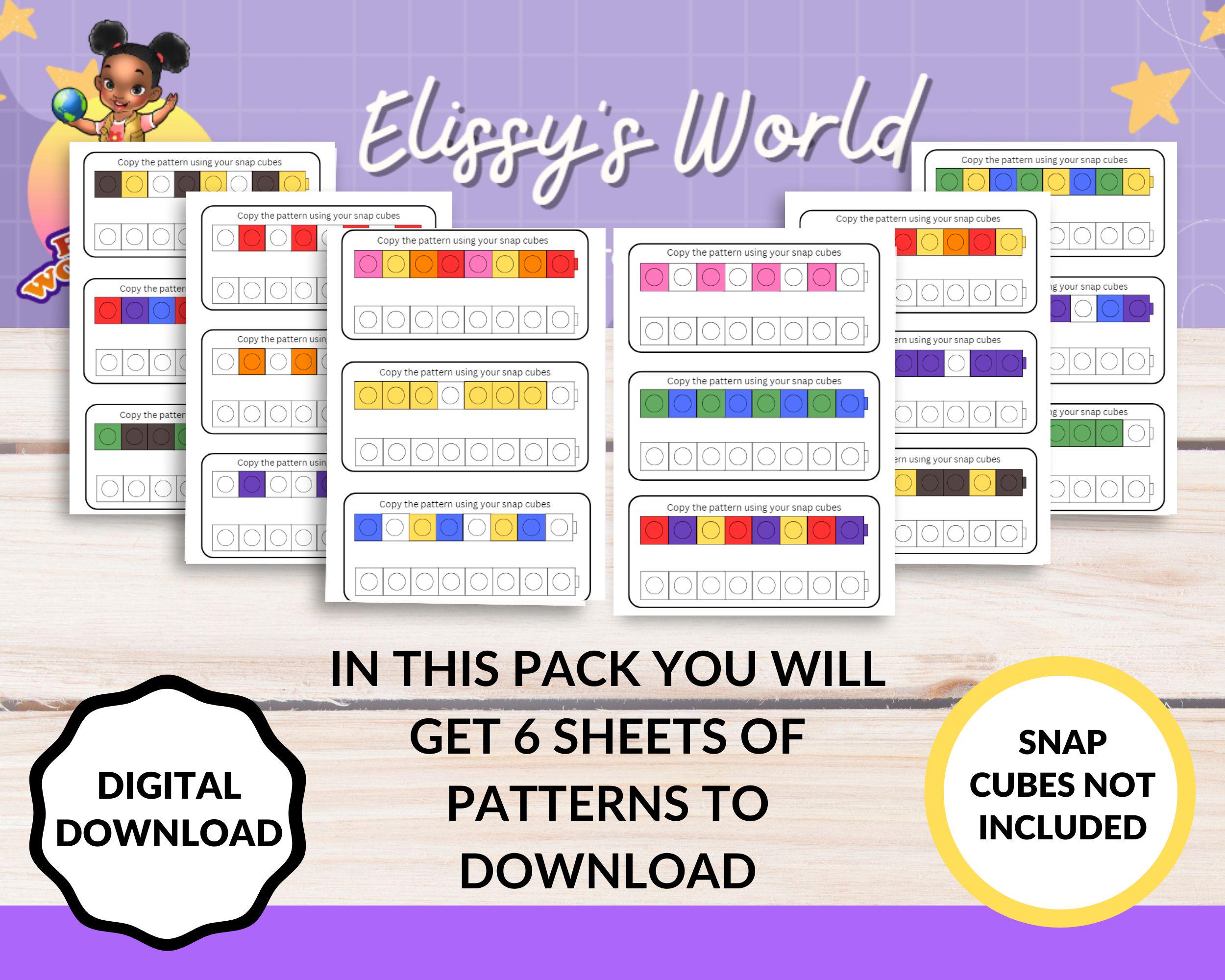 Snap Cube Patterns, Math Cube Patterns, Pattern Copy Cards, Colour ...