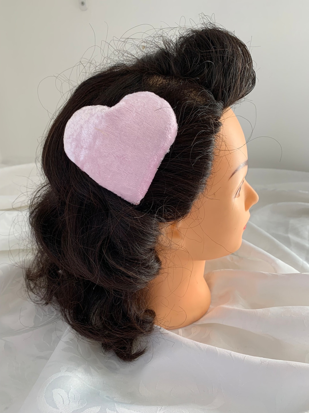Pink Velvet Heart Hair Clip - Etsy