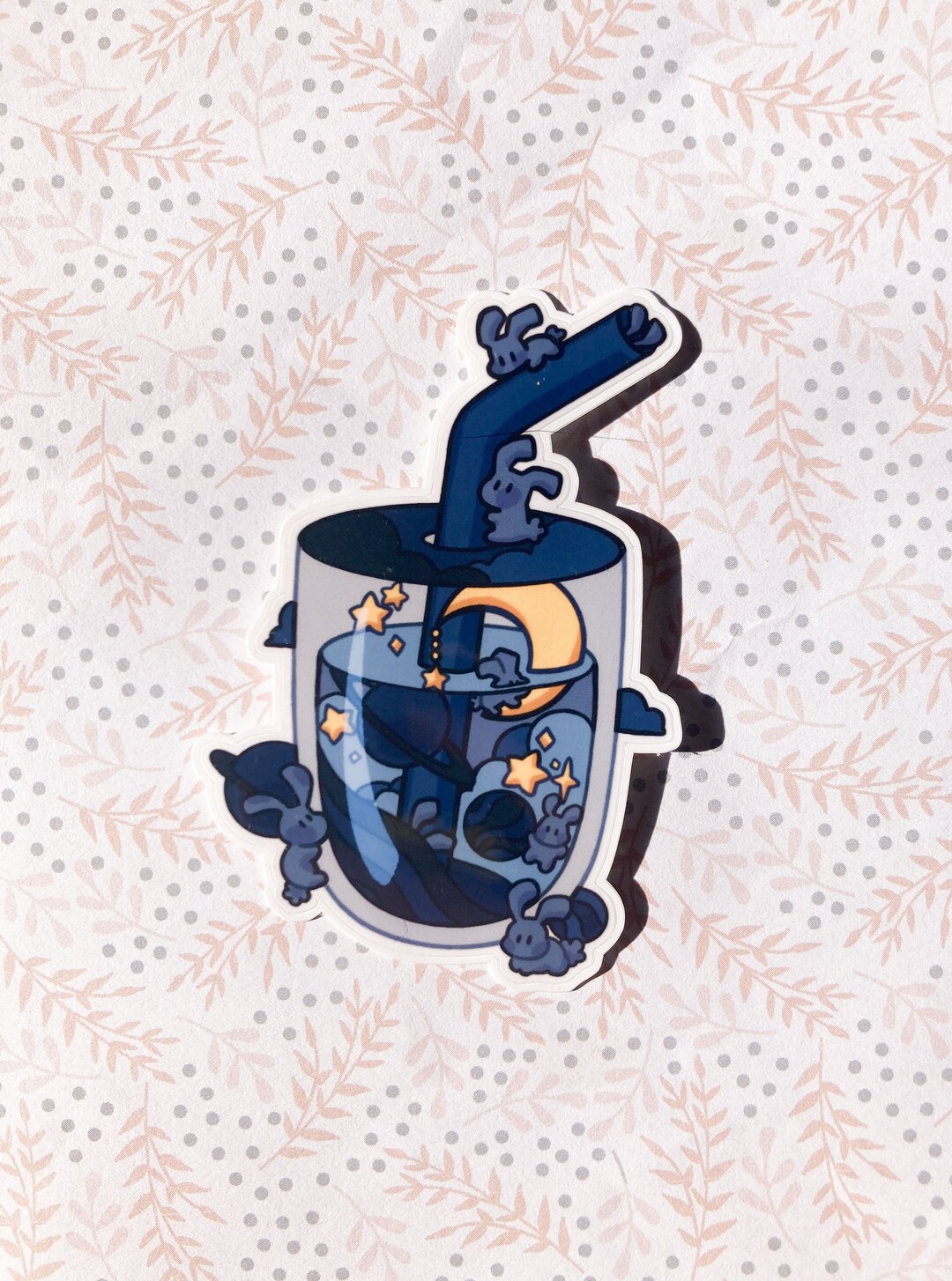 Bunny Night Aesthetic Boba Drink Waterproof / Weatherproof Sticker, 3in ...