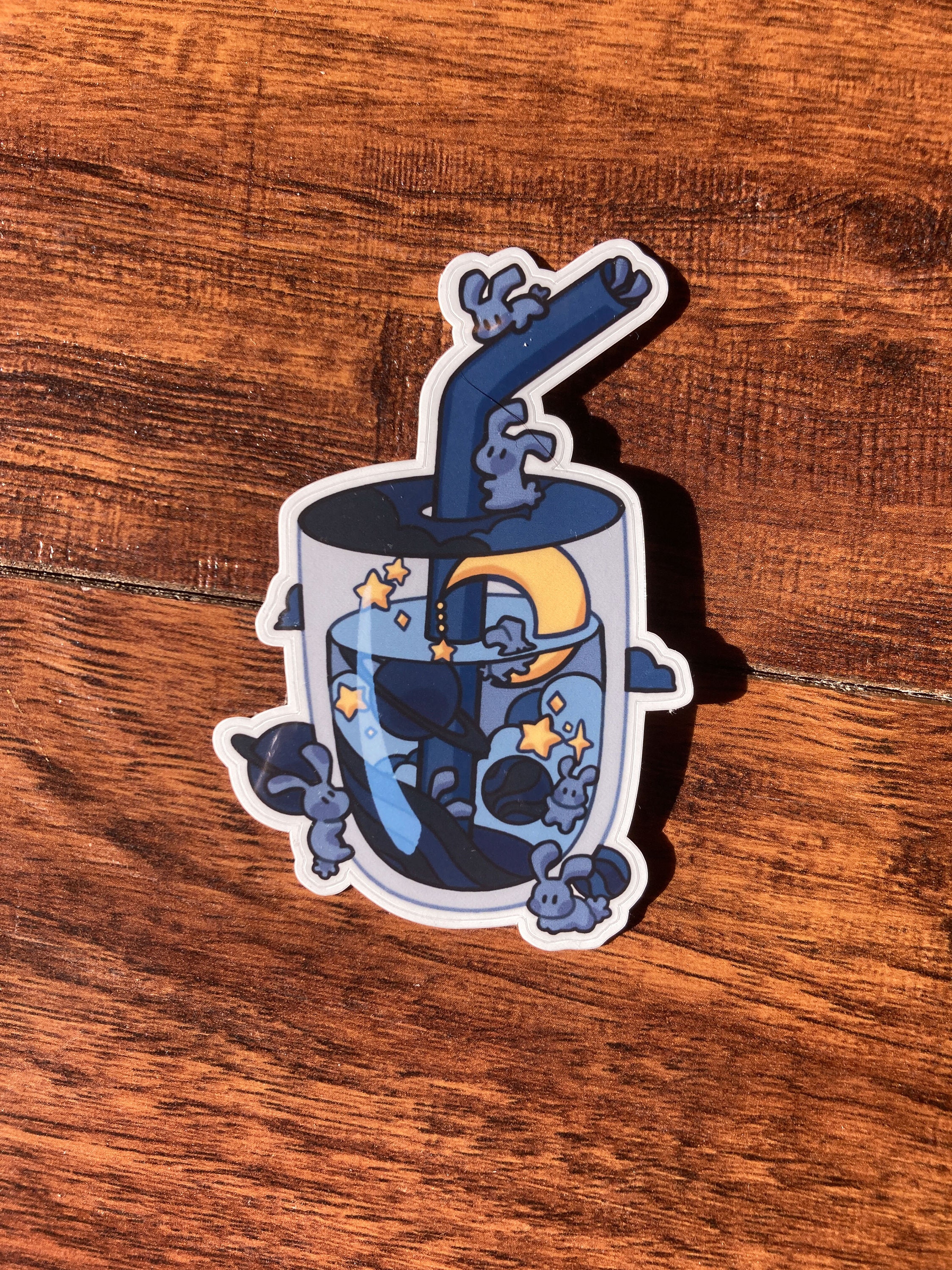 Bunny Night Aesthetic Boba Drink Waterproof / Weatherproof Sticker, 3in ...