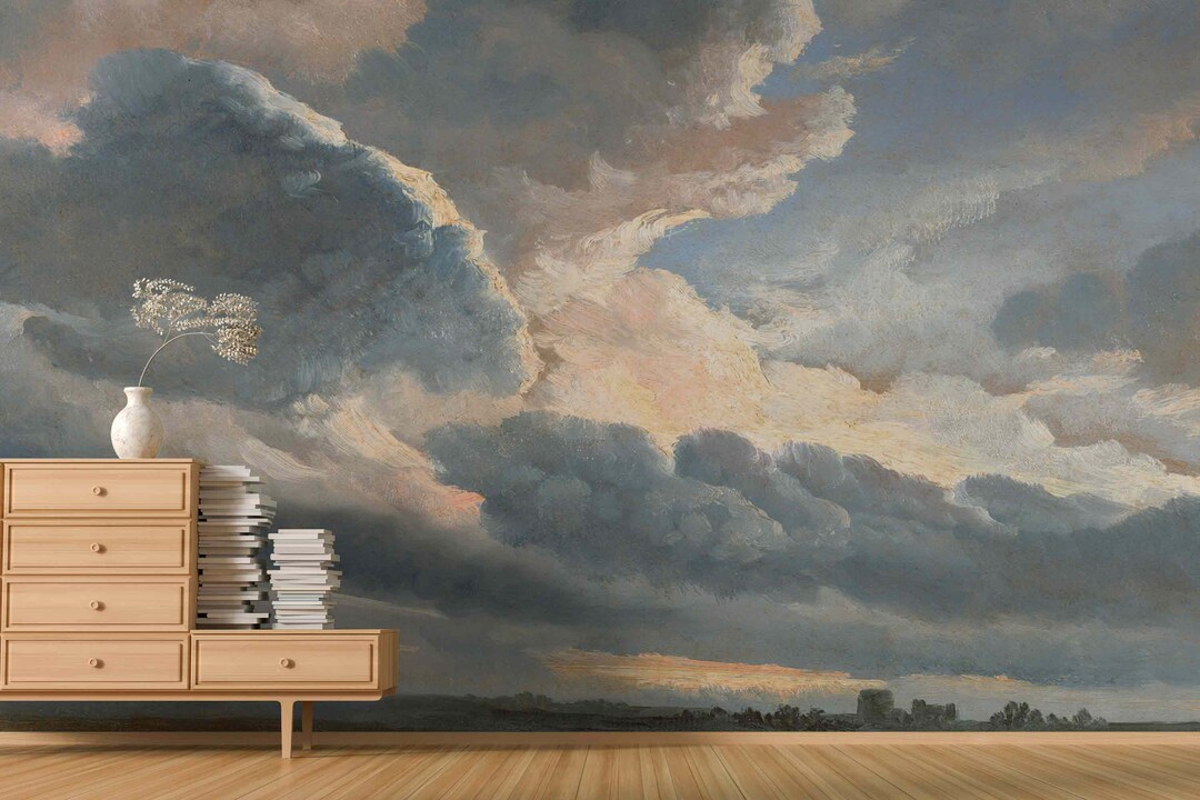 Sky Peel & Stick or Non Woven Wallpaper Vintage Horizon Painting ...