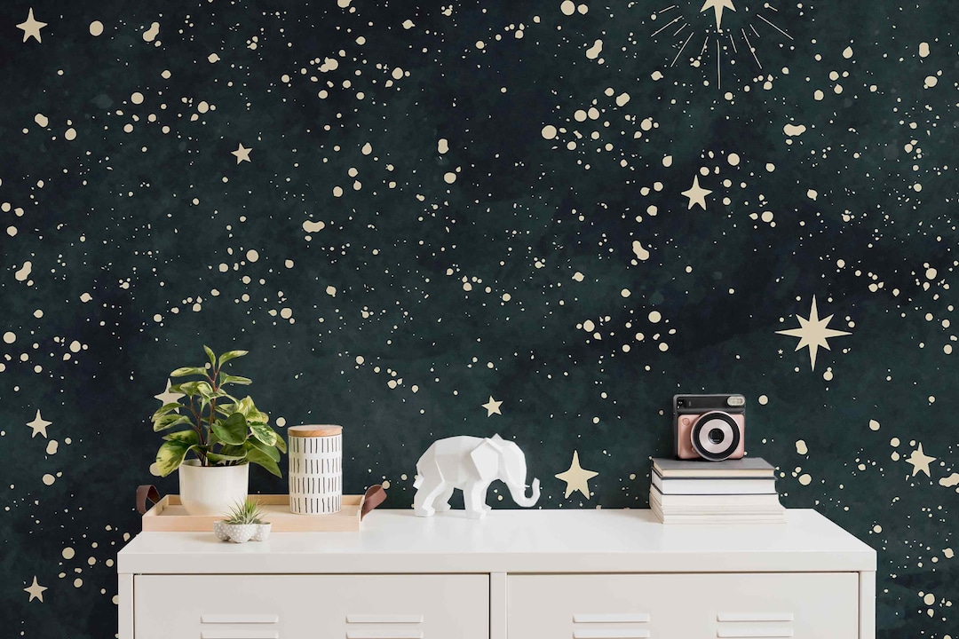 Stars on a Dark Background Mural Peel & Stick or Non Woven Space ...