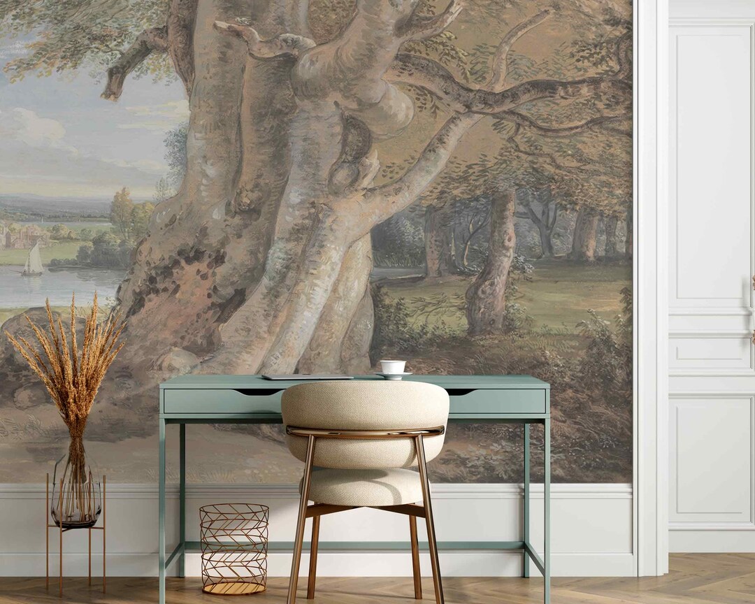 Tree Wall Mural Nature Oil Painting Wallpaper – Peel and Stick or ...