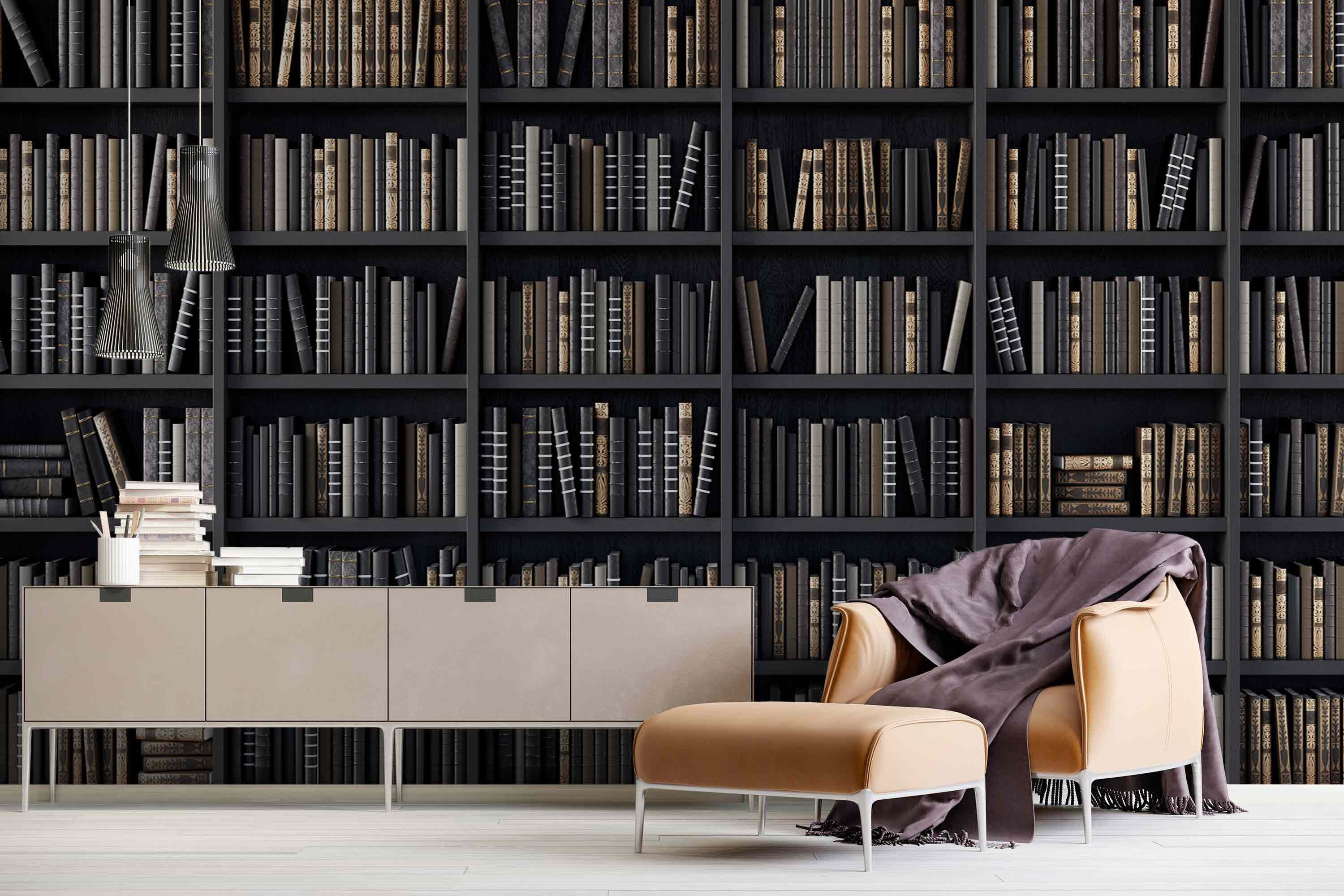 Shelves With Retro 3D Books Wallpaper Pill & Stick or Non Woven Library ...