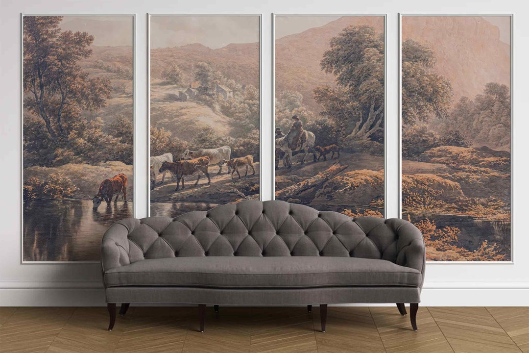 Rural River Wallpaper Peel & Stick or Non Woven Rustic Landscape Mural ...