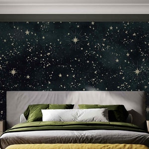 Starry Night Wallpaper – Peel and Stick Dark Sky Wall Mural With ...
