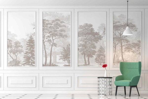 Beige Forest Wallpaper Mural Stunning Beige Forest Wallpaper With Deer ...