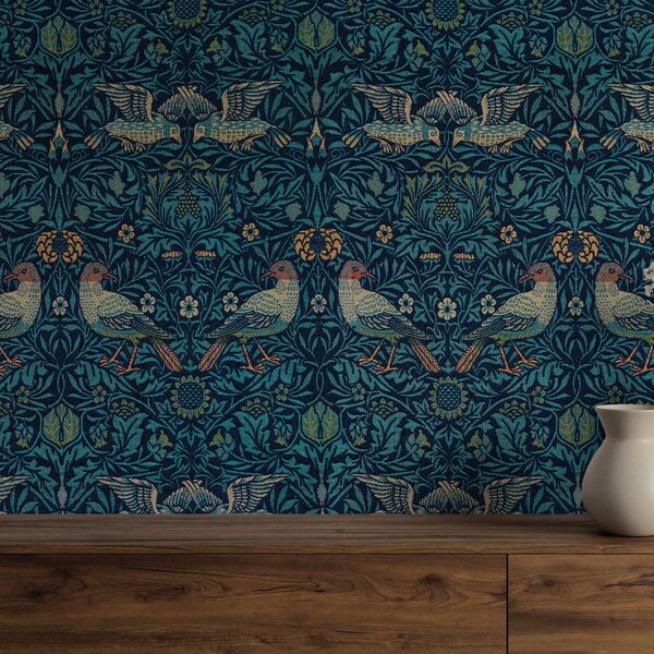 William Morris Bird Wallpaper - Etsy