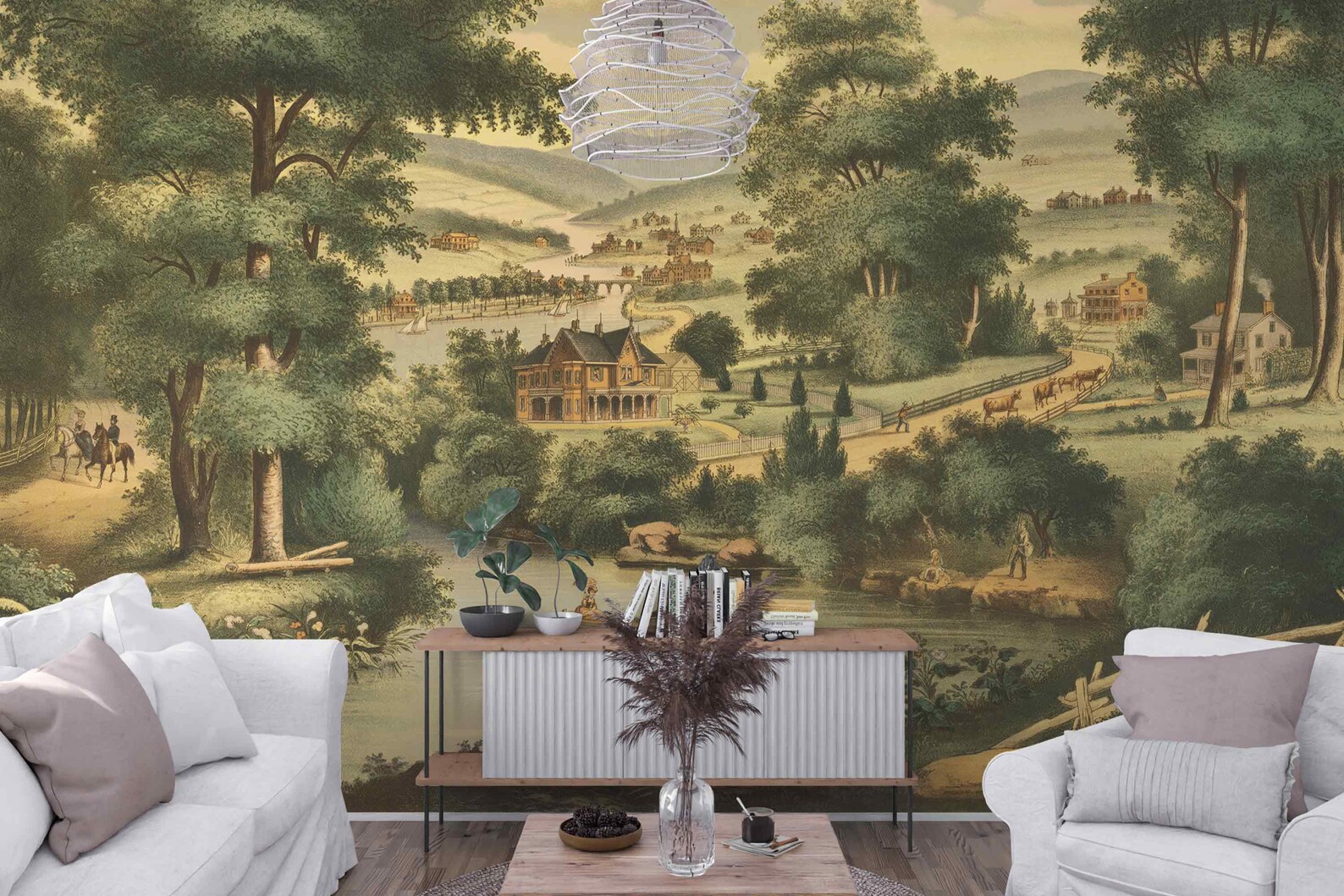 Victorian English Retro Landscape Peel & Stick or Non Woven Vintage ...
