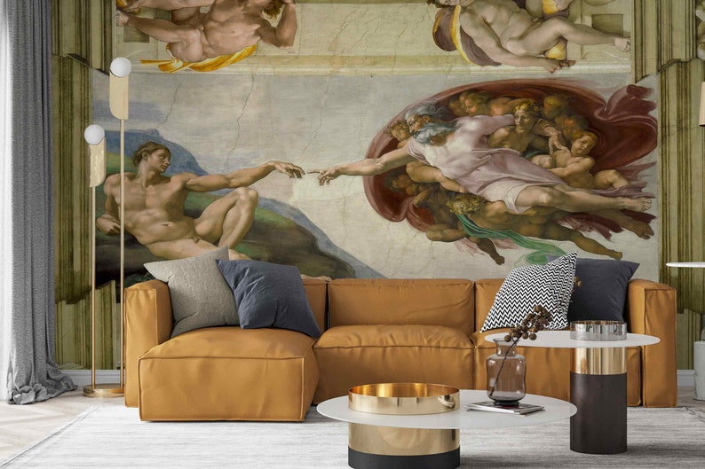 Creation of Adam Wallpaper Peel & Stick or Non Woven Michelangelo ...