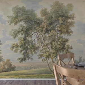 Landscape With Trees and Sheep Mural Peel & Stick or Non Woven Park ...