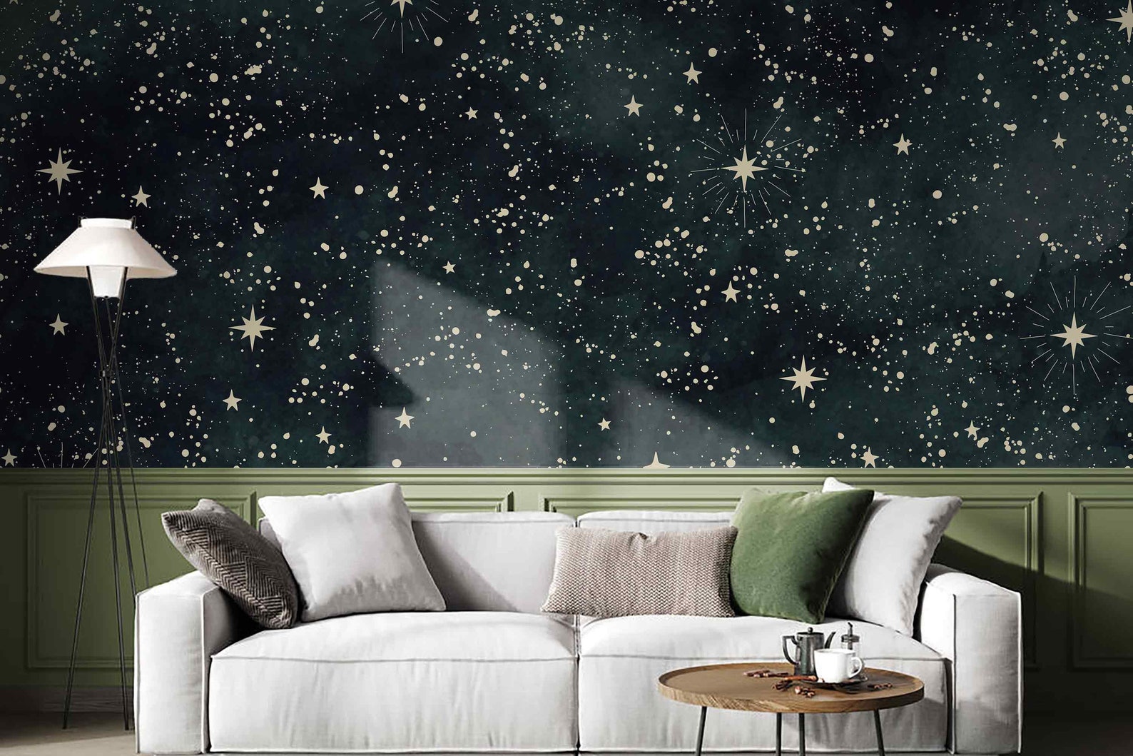 Starry Night Wallpaper – Peel and Stick Dark Sky Wall Mural With ...