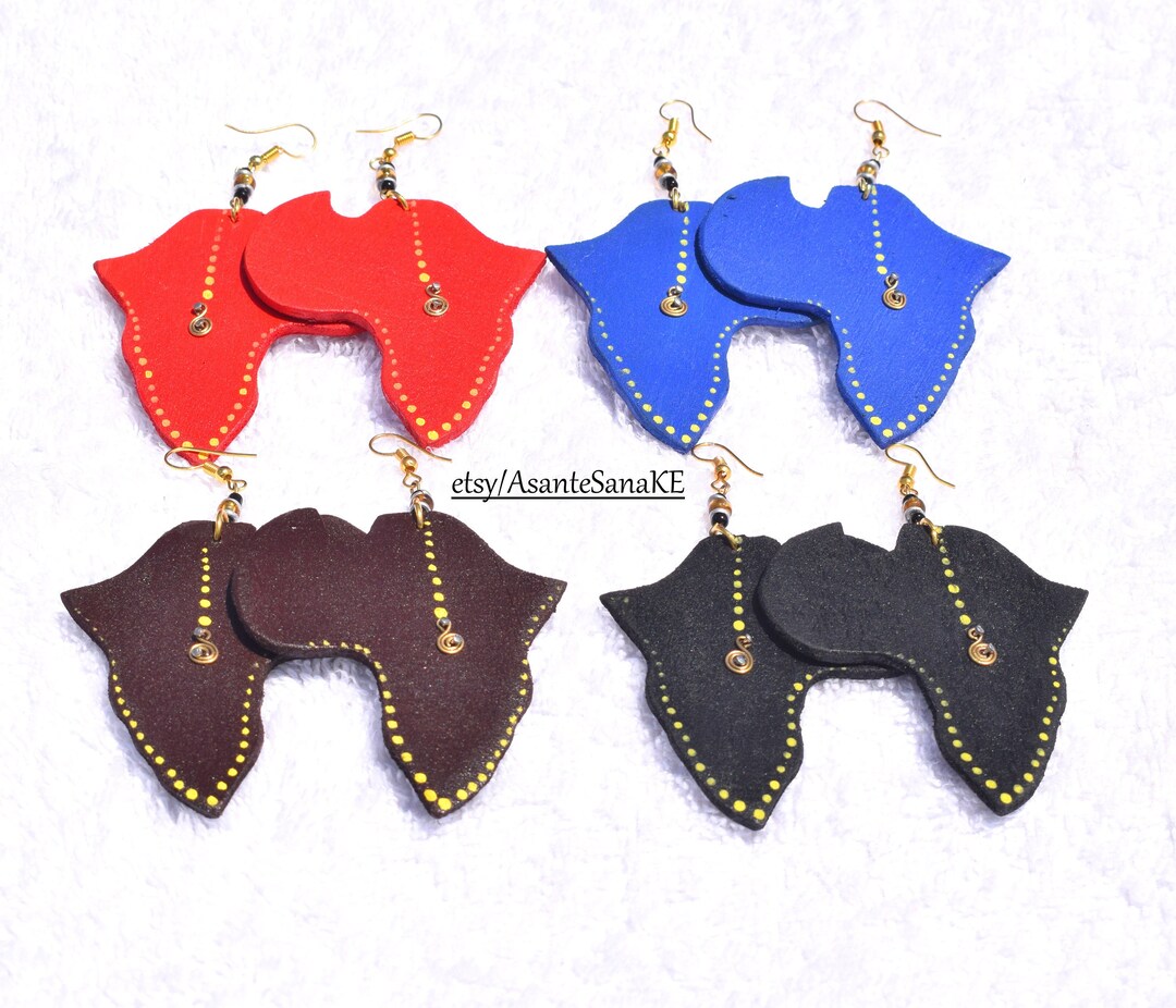 Africa Shaped Earring Africa Wood Earring African Jewelry - Etsy