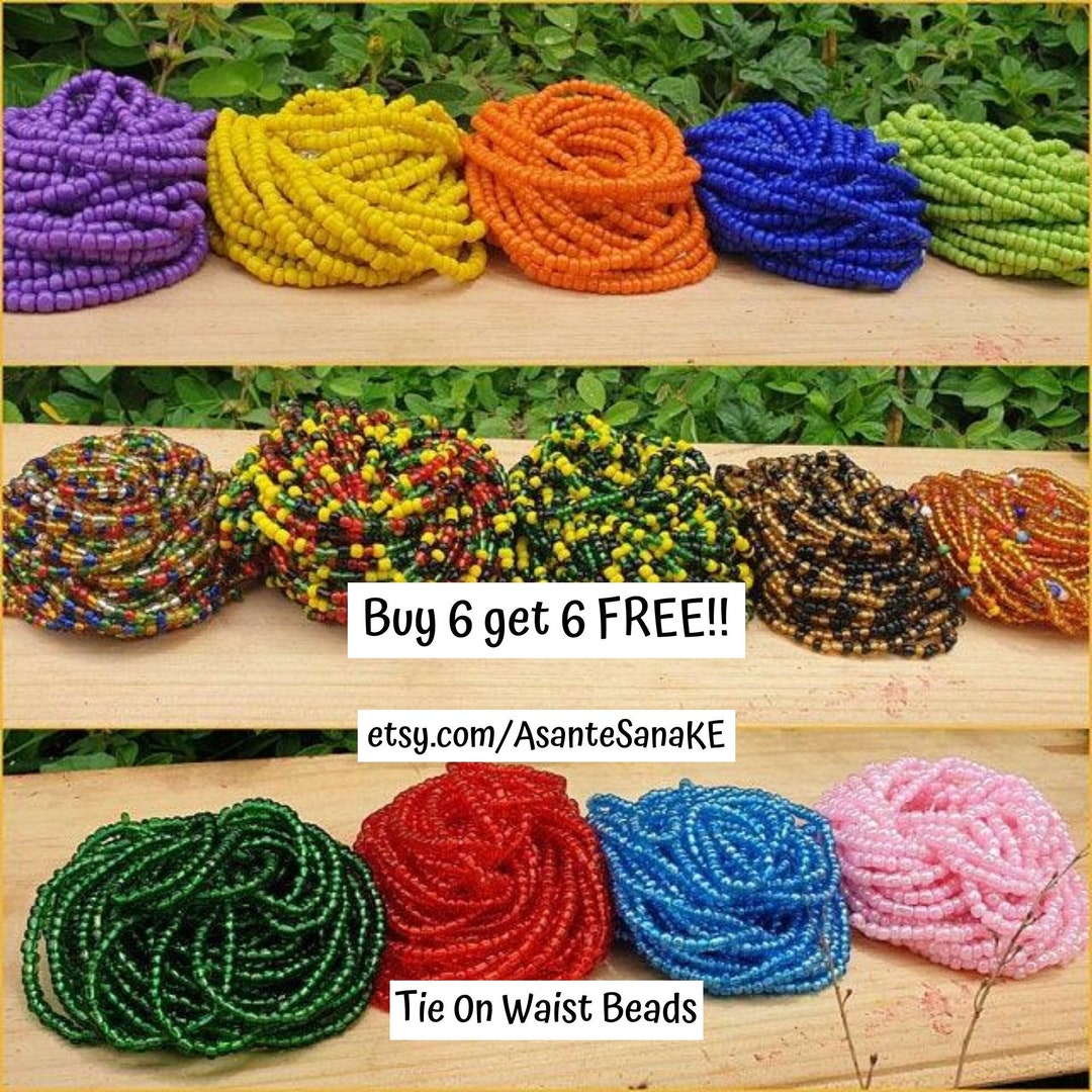 On Sale TIE ON Waist Beads for Weight Loss, Waist Beads Black Owned Tie ...
