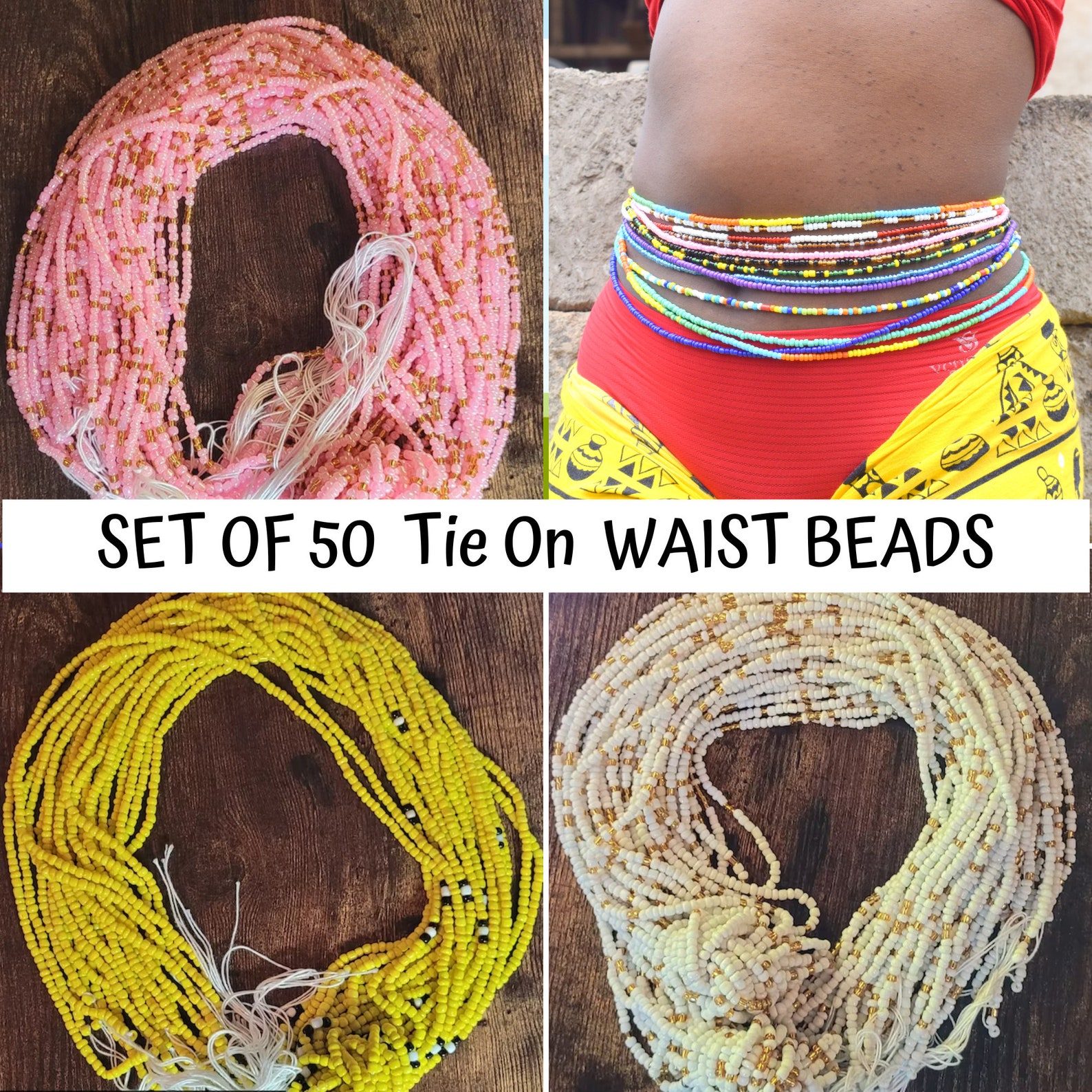 Tie on Waist Beads Set Tie Ons Thread Waist Beads Waist - Etsy