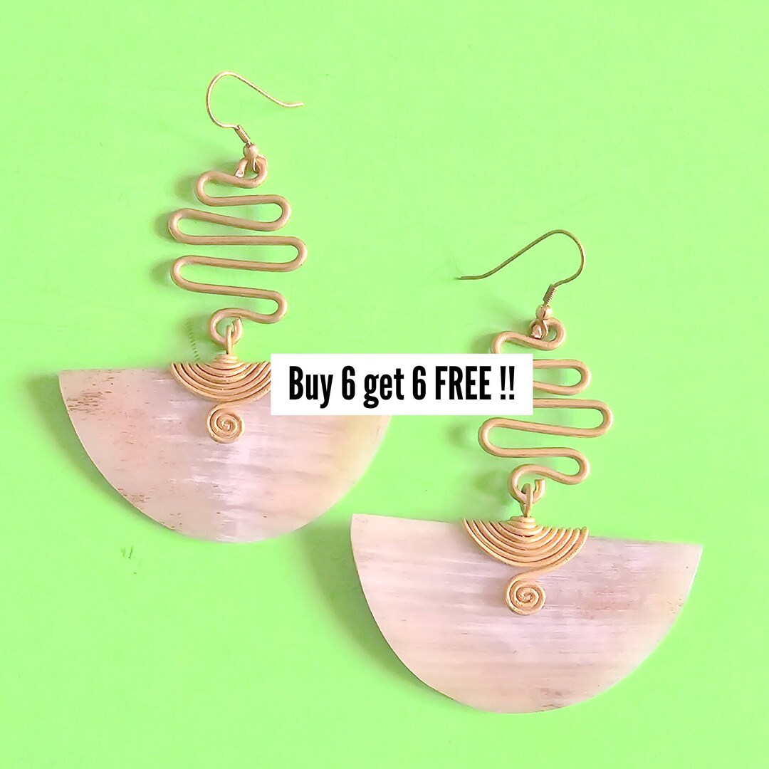 591 HORN Earrings, Kenya Jewelry, Brass Earrings Wholesale, Africa ...