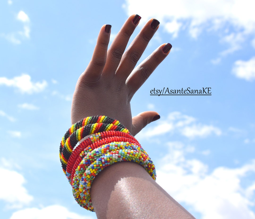 Buy 6 Get 6 Free, Africa Bangles, Women Bangle, Beaded Bangle, Masai ...