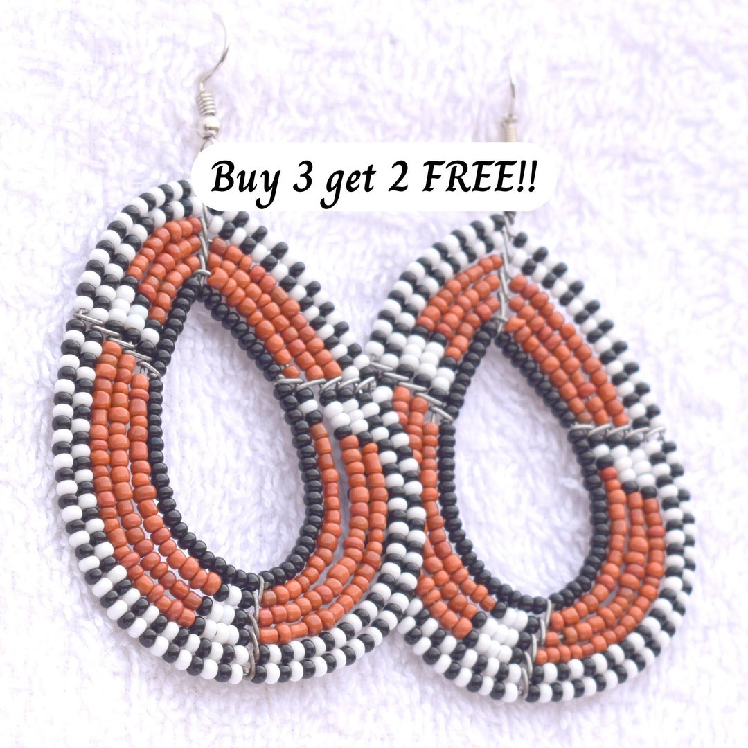 047 Ethnic Earring Boho Bead Earring Kenya Earring African - Etsy