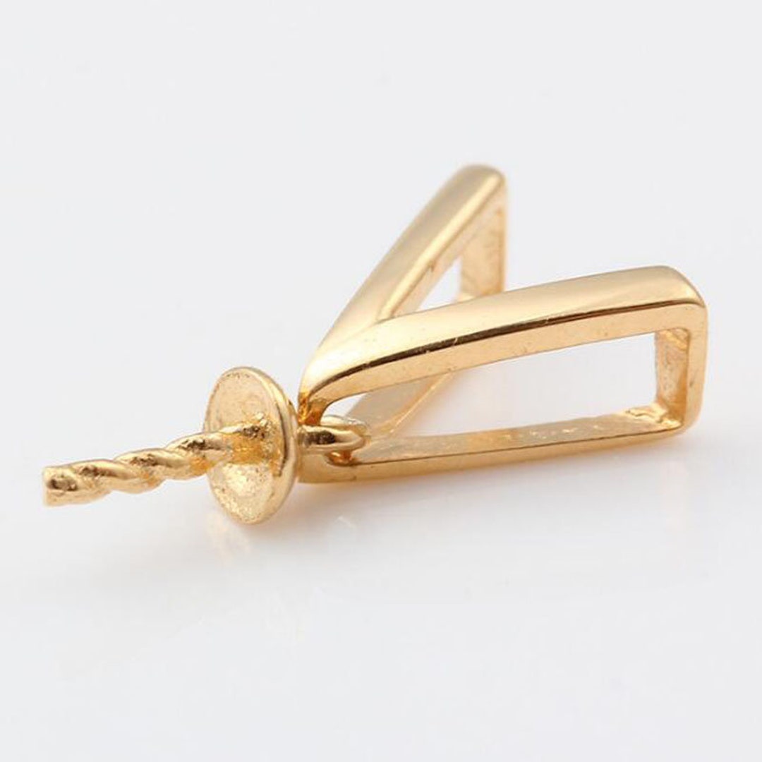 14K V Shaped Solid Gold Screw Needle Pendent Bail - Etsy