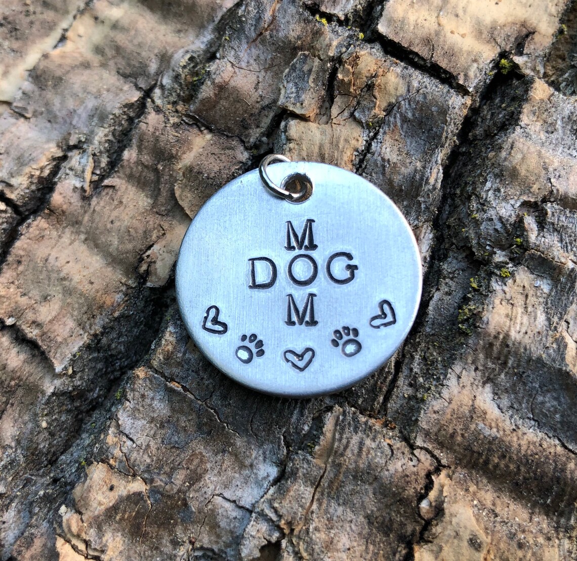 Dog mom acrostic necklace with symbols hand stamped aluminum | Etsy