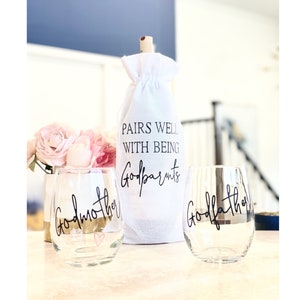 Pairs Well With Being Godparents Proposal, Godparent Wine Bag & Glass ...