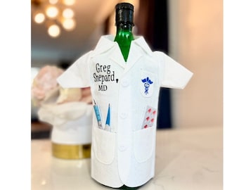 Dr. Gift, MD Wine Bottle Personalized Bag, Congratulations Doctor Gift ...