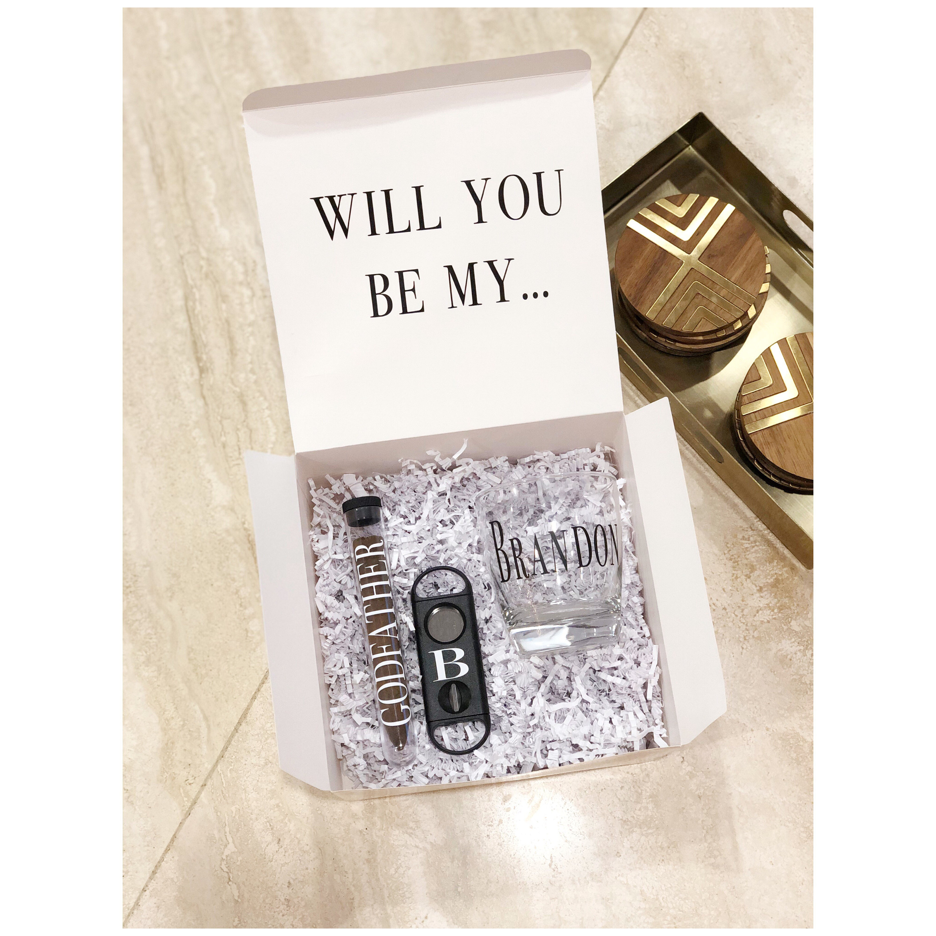 Godfather Cigar Themed Gift Box Custom Godfather Proposal Baptism Gift ...