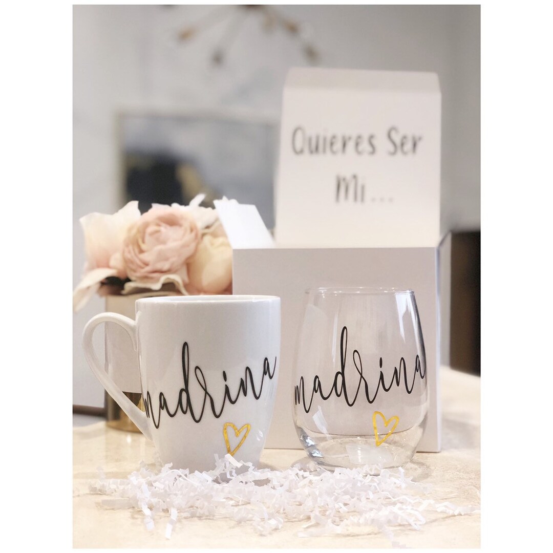 Madrina Mug and Wine Glass, Best Friend Gift, Madrina Gift, Godmother ...