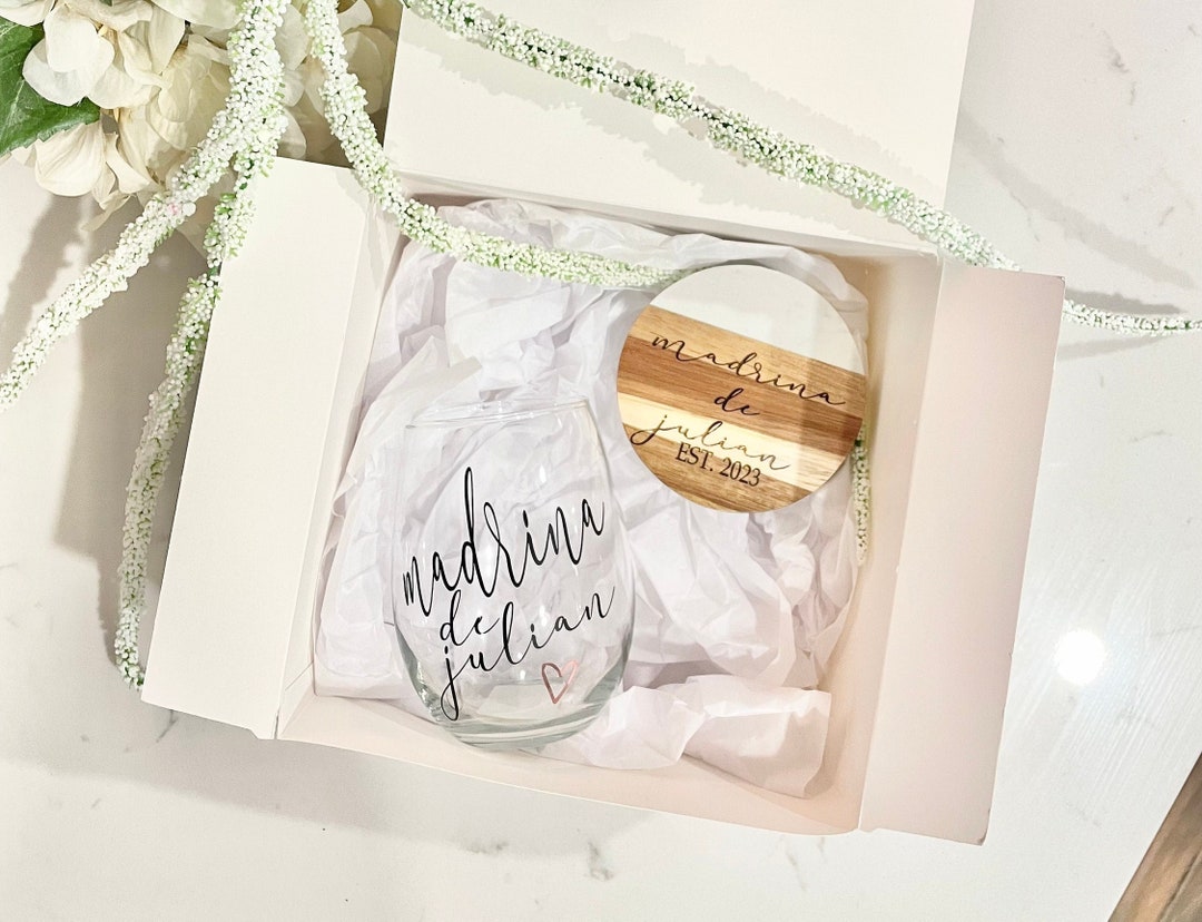 Madrina Coster & Wine Glass Custom Wine Best Friend Gift Godmother Gift ...