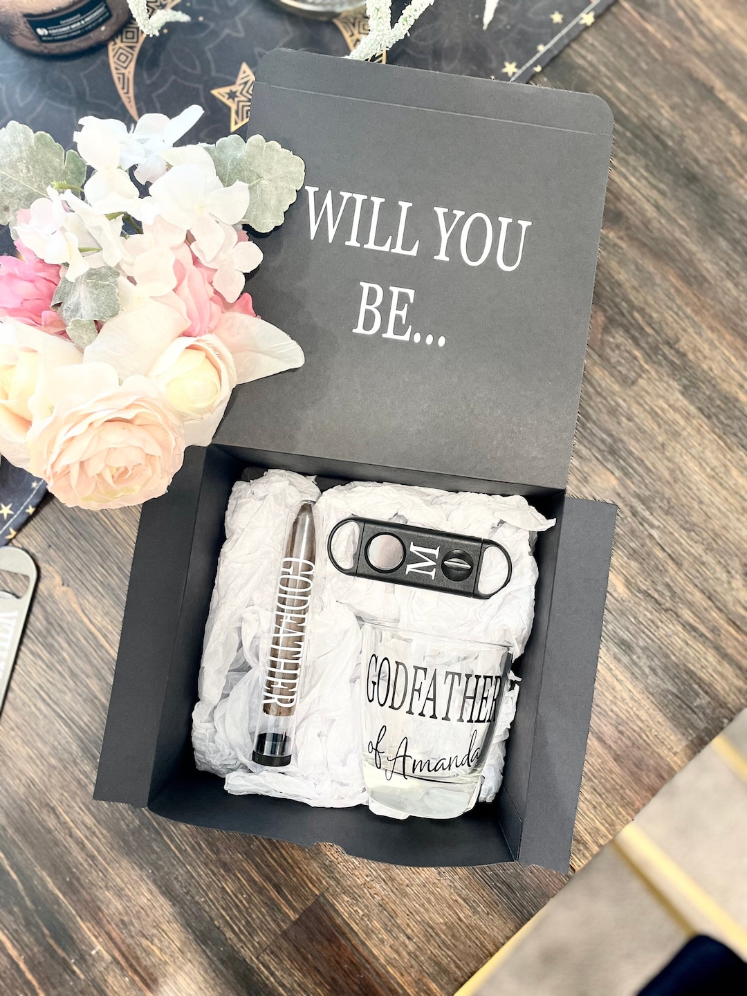 Godfather Whiskey Glass & Cigar Tube Gift Box, Nino, Godfather Proposal ...