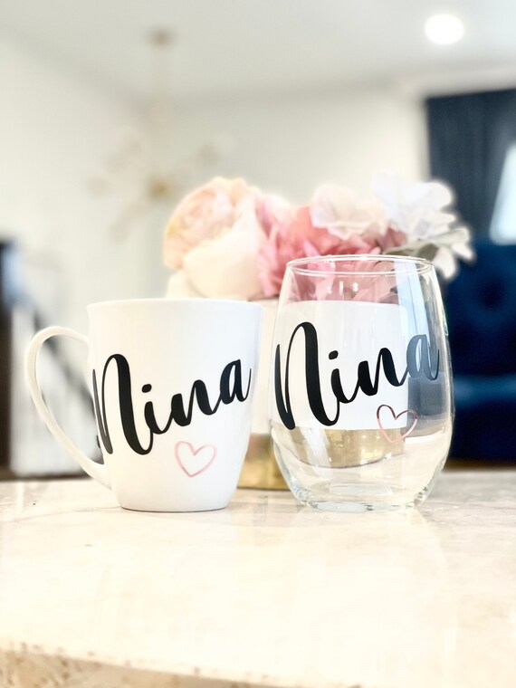 Nina Mug & Wine Glass Gift Set Baptism Gift Custom Coffee | Etsy