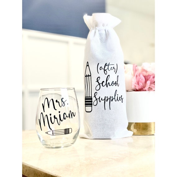 Teacher Wine Themed Gift Teacher Wine Bag & Glass | Etsy