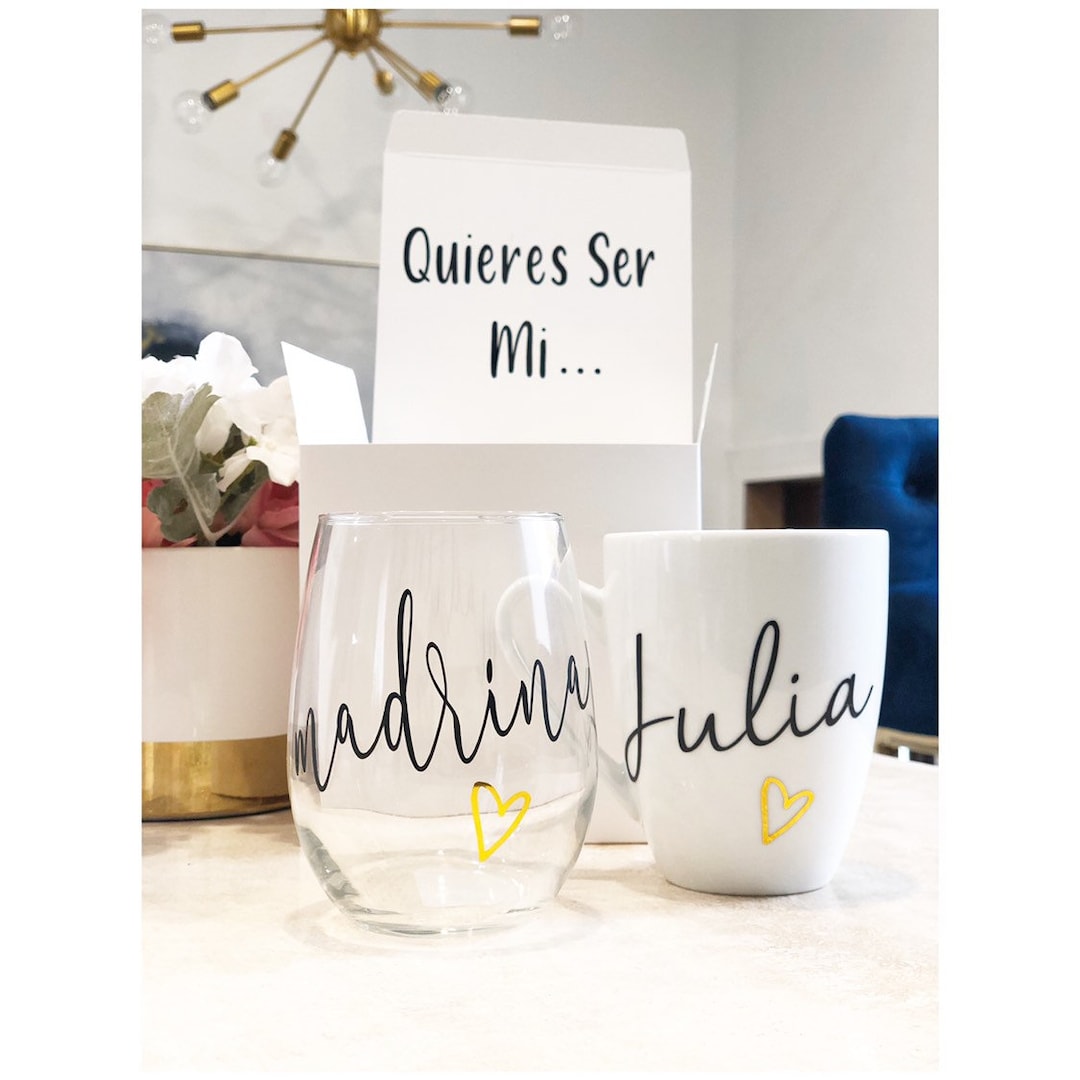 Madrina Mug and Wine Glass, Best Friend Gift, Madrina Gift, Godmother ...