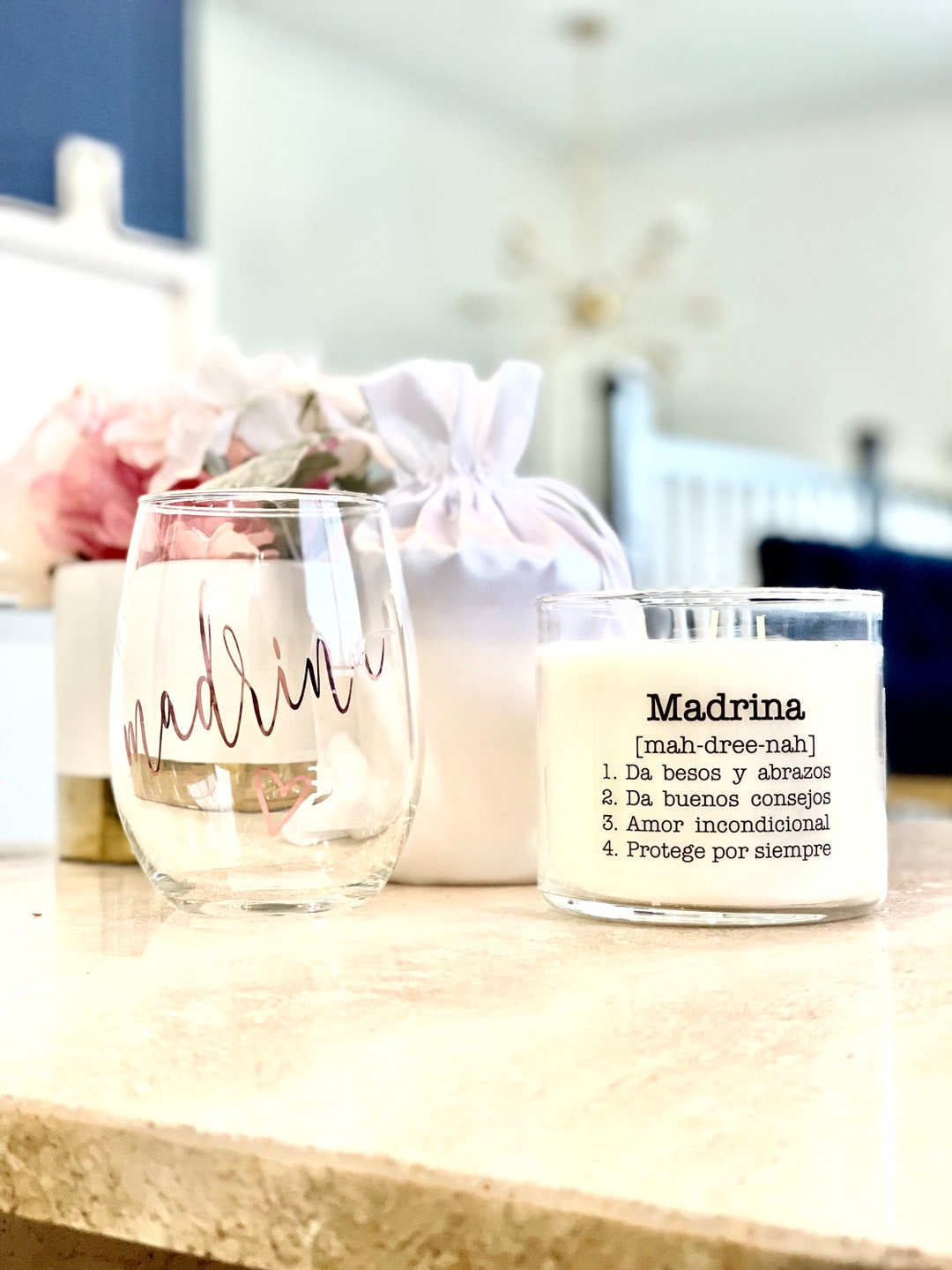 Madrina Candle & Wine Glass, Madrina Gift, Madrina Proposal, Gifts for ...