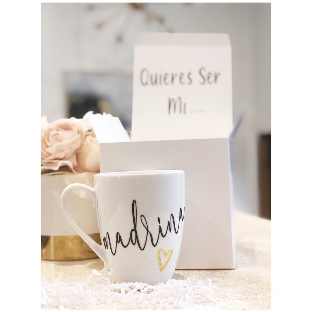 Madrina Mug Gift Set, Quieres Ser Mi, Best Friend Gift, Madrina Gift ...