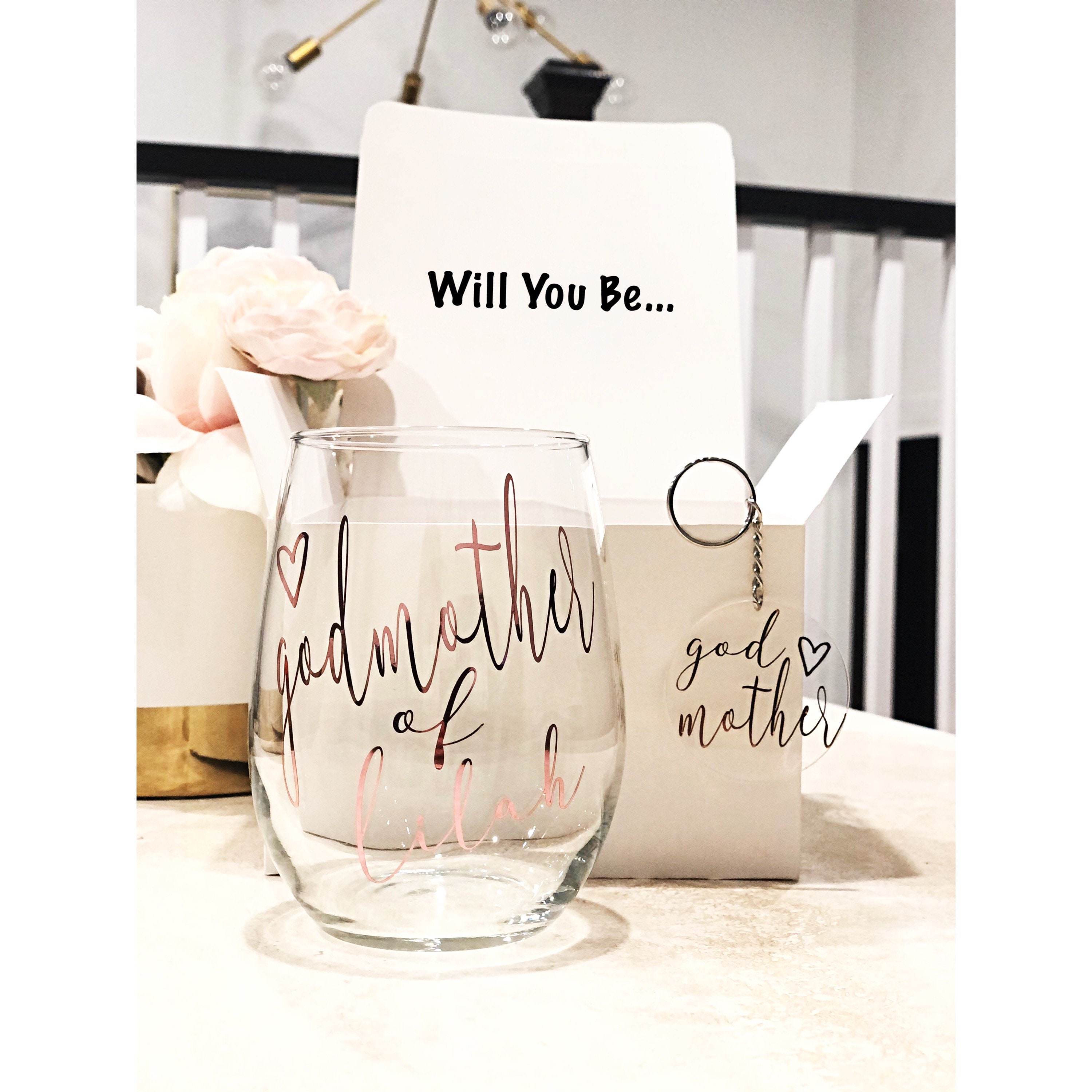 Home & Living Madrina Wine Glass Godmother Glass Will You Be My ...